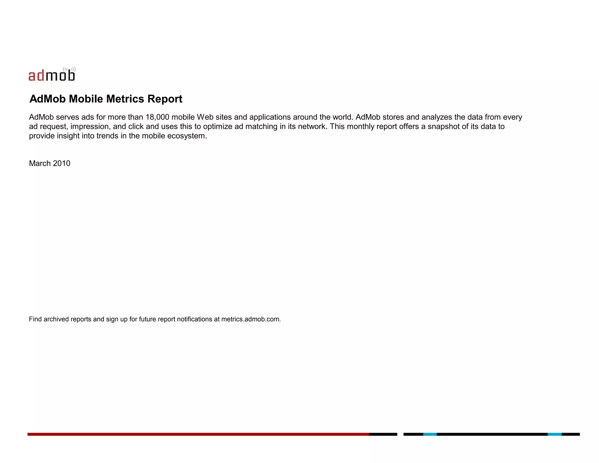 AdMob Mobile Metrics Report - March 2010 | PPT
