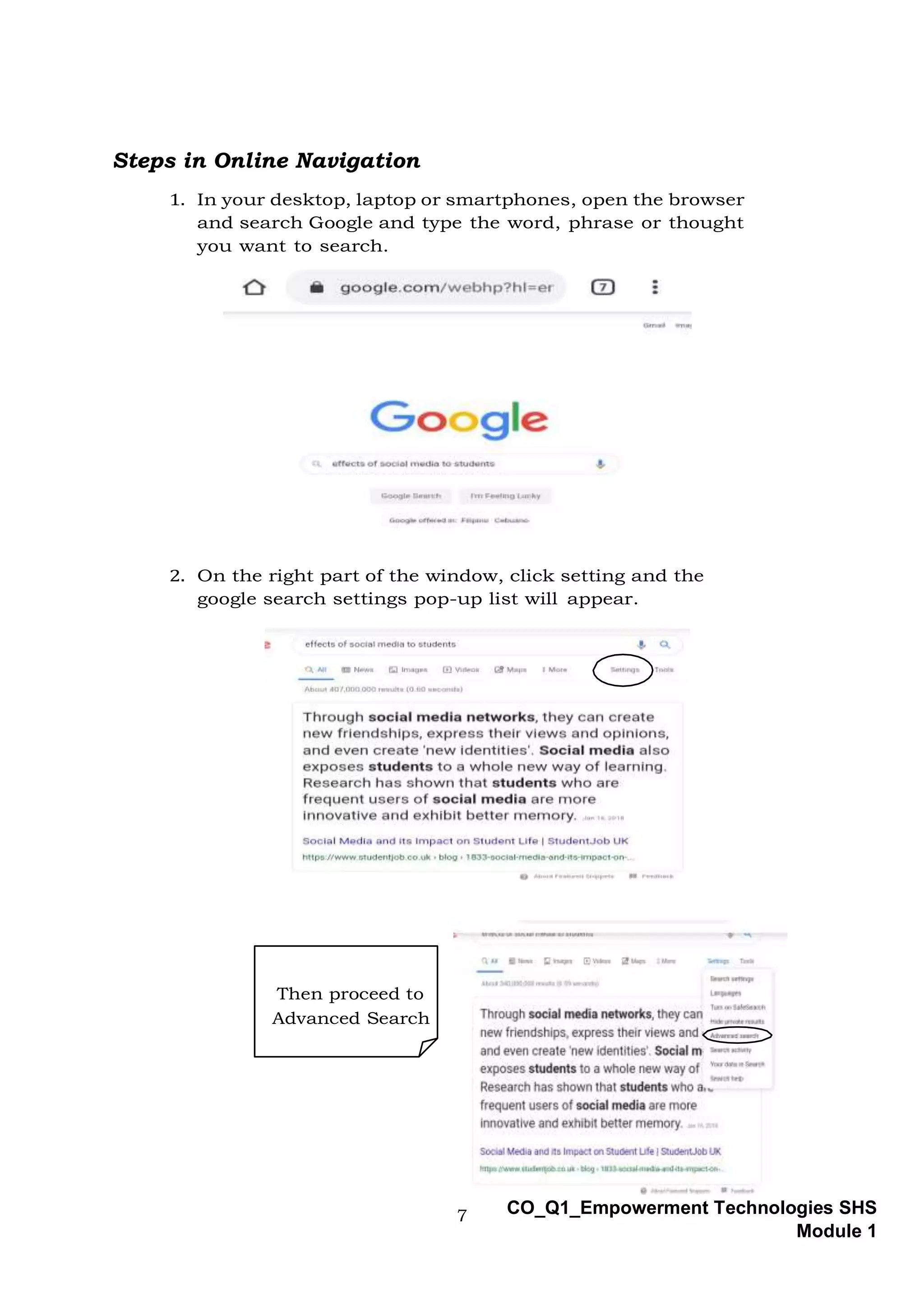 Admshs emp tech_q1_m3-online navigation | PDF