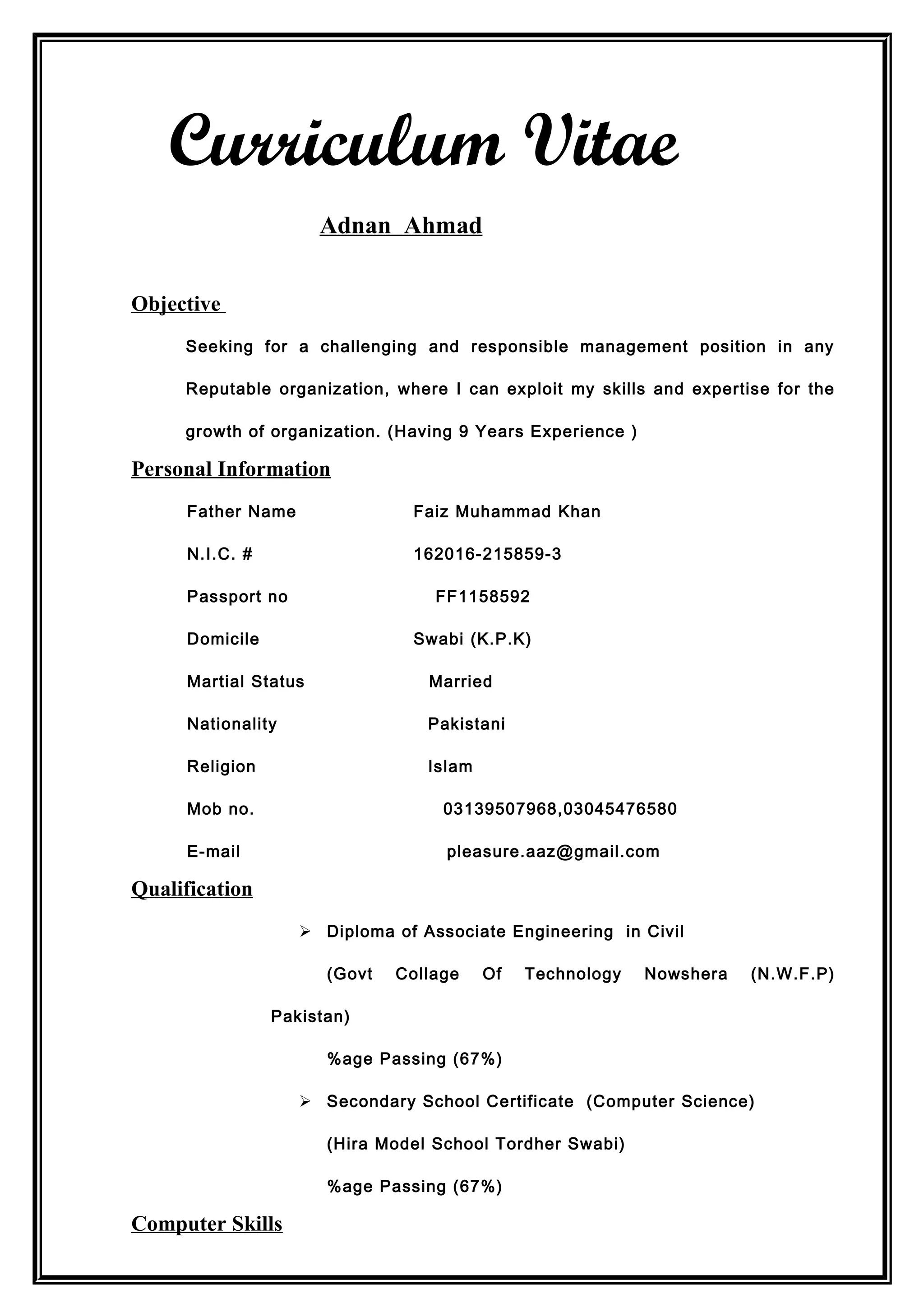Adnan cv (1) | DOC