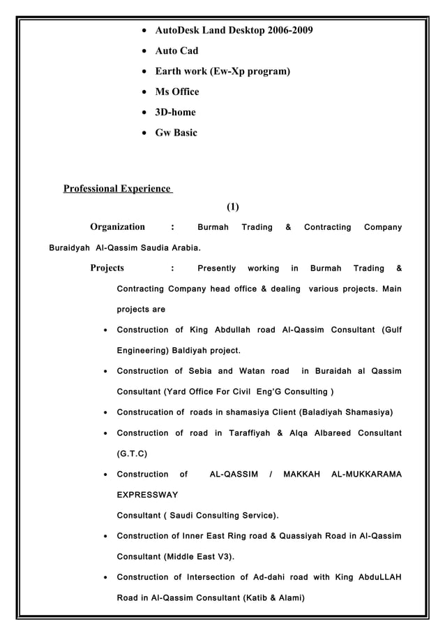 Adnan cv (1) | DOC | Civil Engineering Industry | Industries