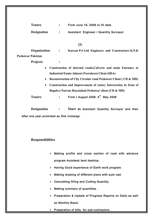 Adnan cv (1) | DOC | Civil Engineering Industry | Industries