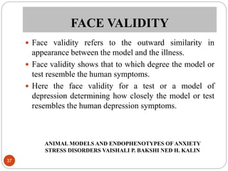 Animal models of Anxiety and depression (ADNAN KHAN) | PPTX