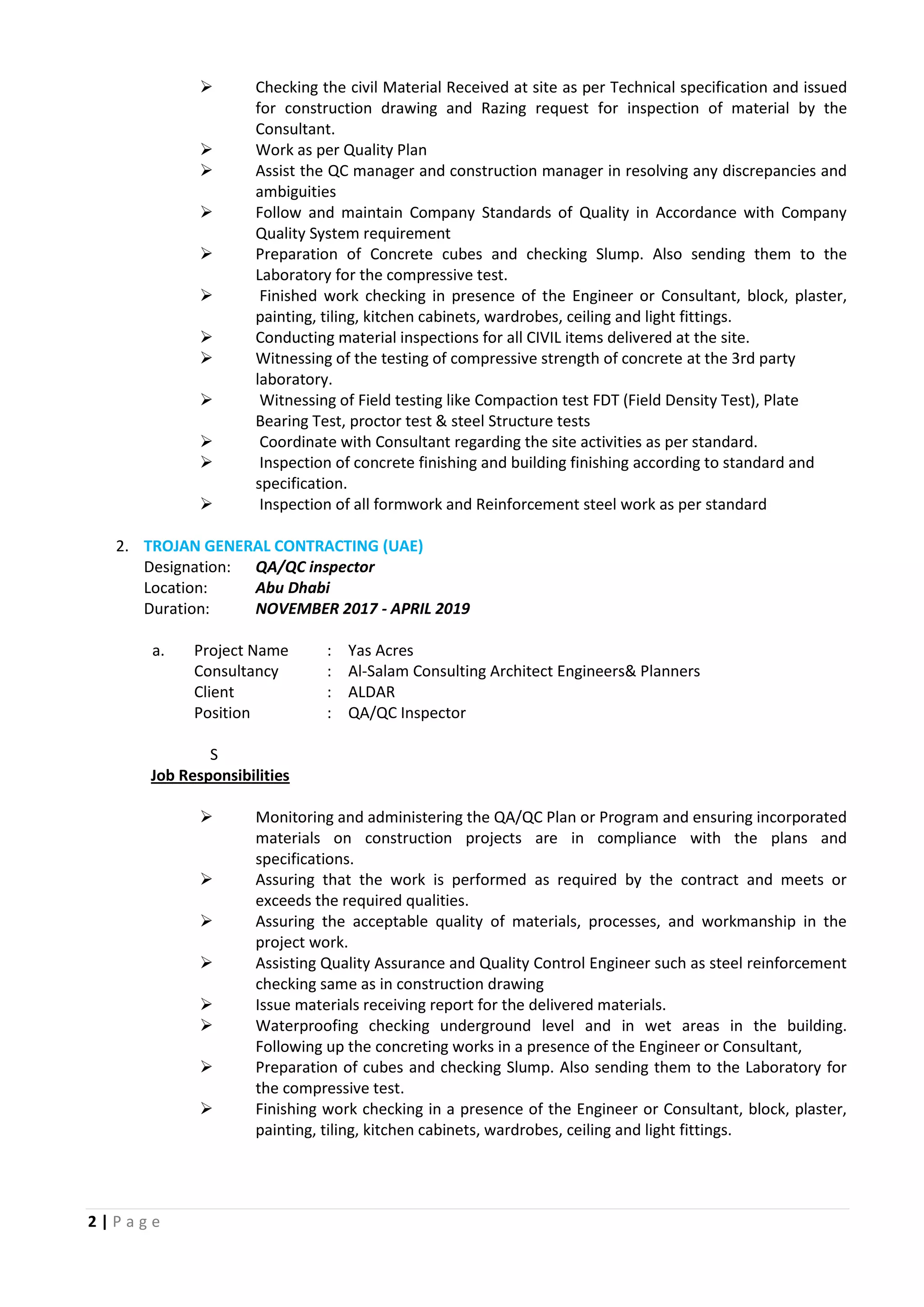 CV of Adnan Altaf ( QA QC Inspector ) | PDF