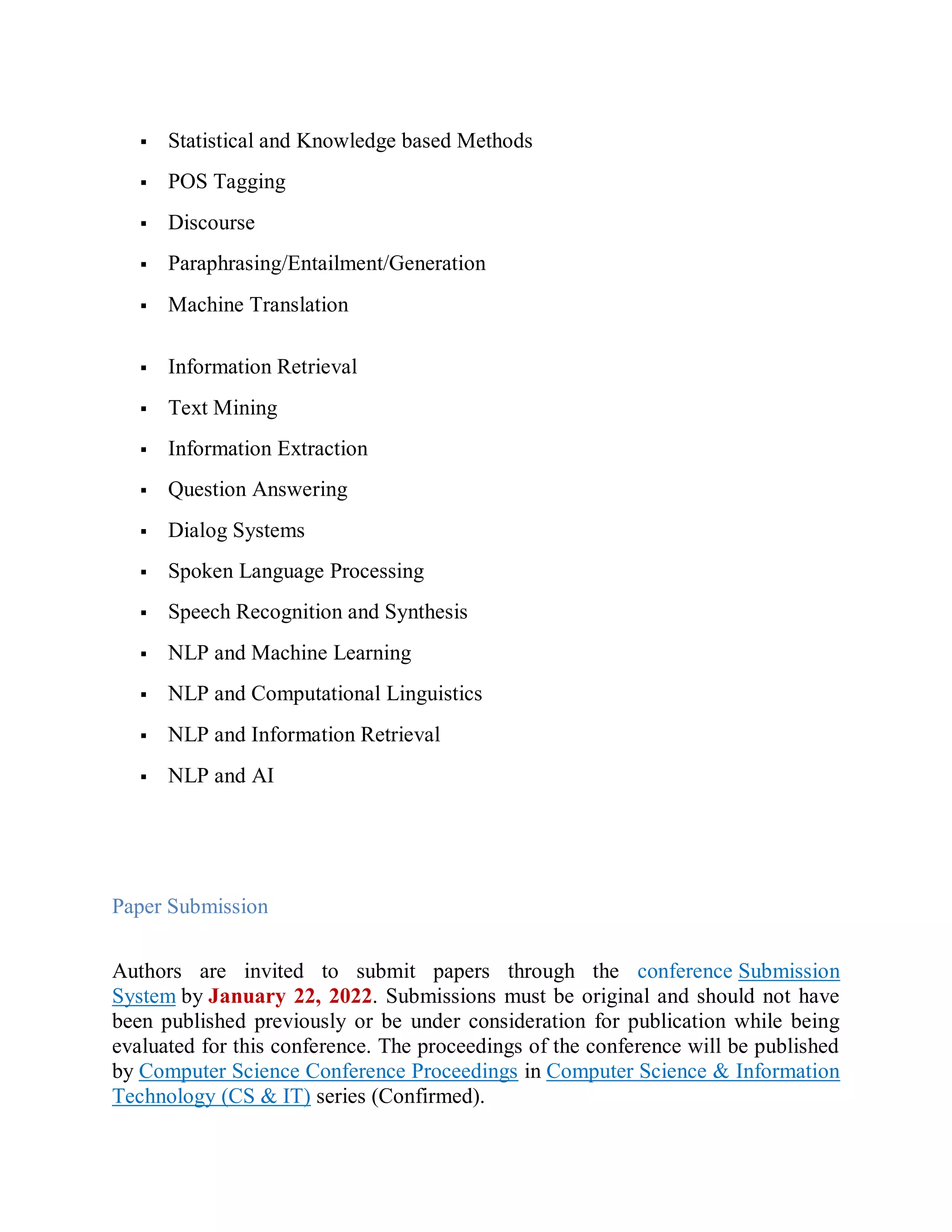 3rd International conference on Advanced Natural Language Processing (AdNLP 2022) | PDF ...