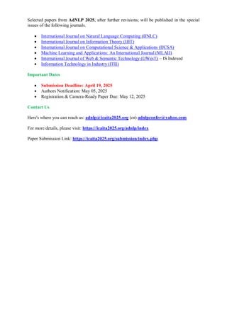 Submit Your Research Articles - 6th International Conference on Advanced Natural Language ...