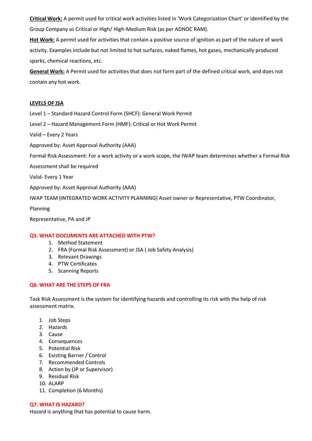 ADNOC WPR interview question and answers for UAE | PDF