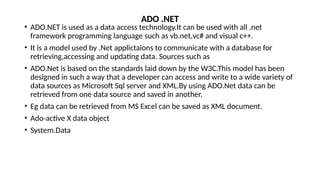 ADO architecture of XML andd Windows form | PPTX