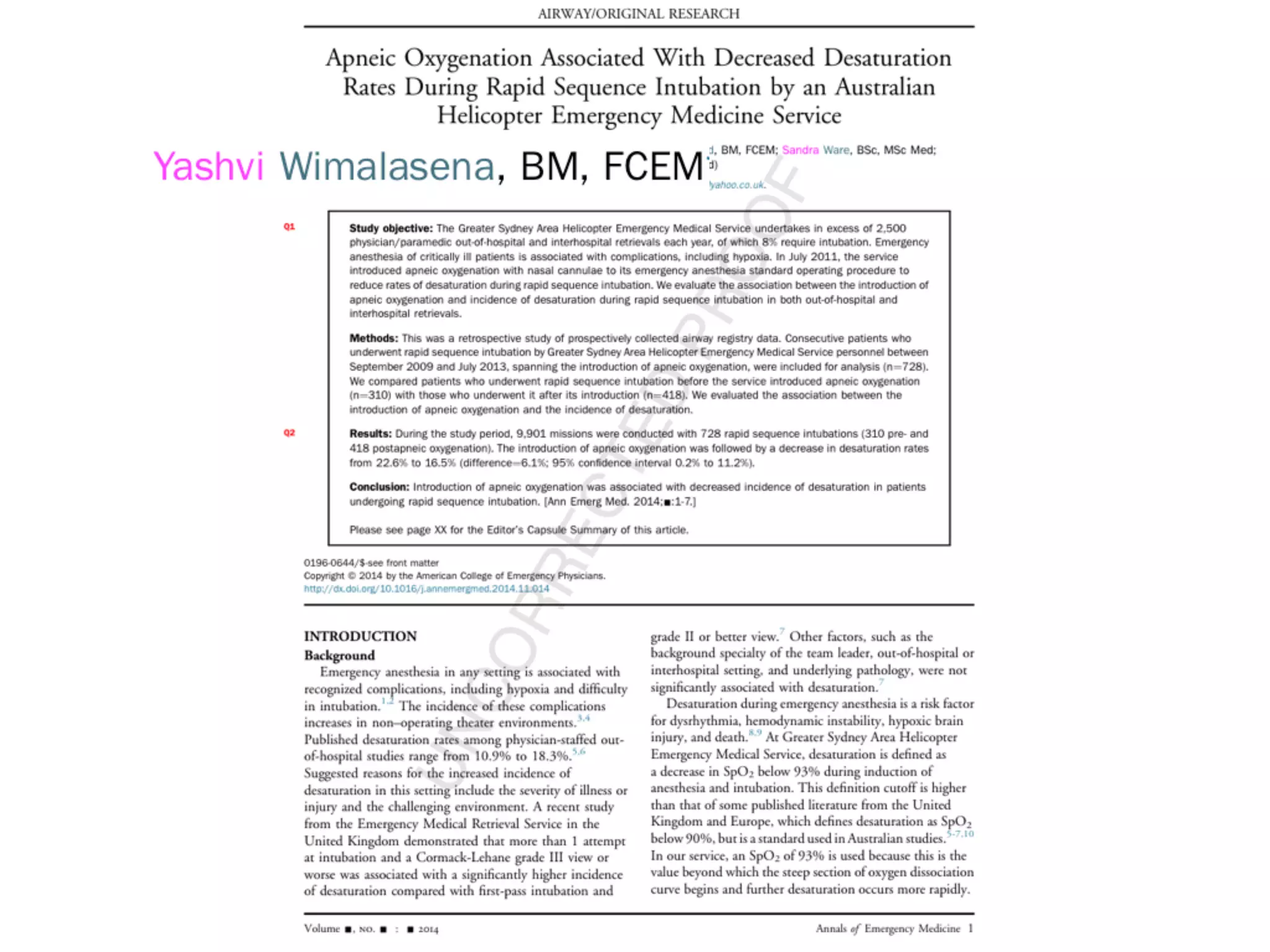Apnoeic Oxygenation: Essential in Prehospital RSI | PDF