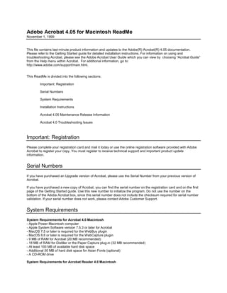 Adobe acrobat-405-for-macintosh-readme1239 | PDF