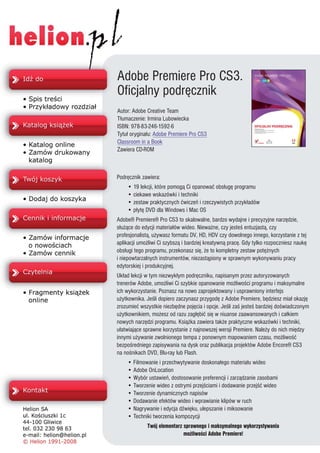 Adobe Premiere Pro CS3. Oficjalny podręcznik | PDF