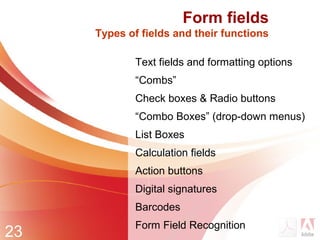 Adobe Acrobat 9 welcome & workshop outline w forms (2009) | PPT
