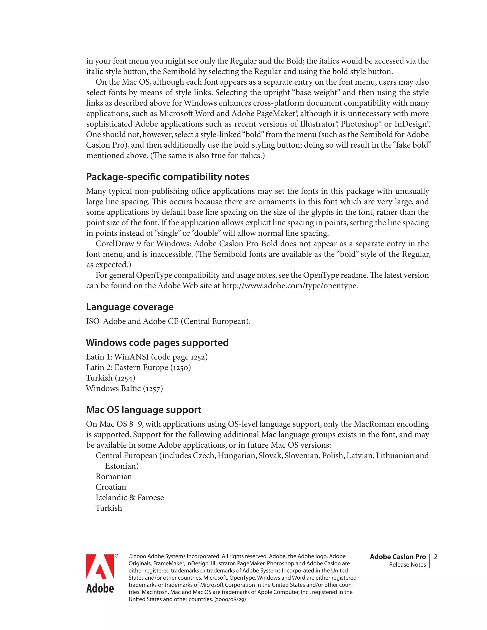 Adobe caslon pro readme | PDF