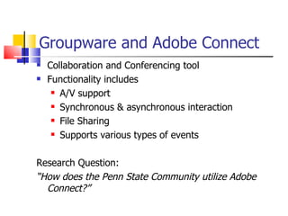 Adobe Connect: Online Collaboration Across University Campuses | PPT
