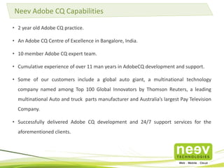 Adobe Experience Manager (Adobe CQ) Capabilities and Experience @ Neev ...