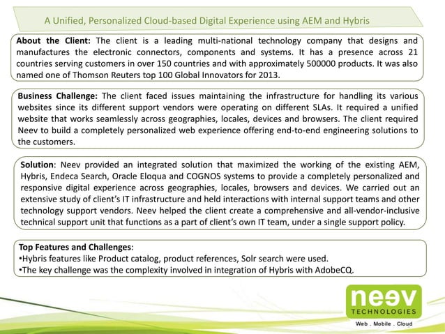 Adobe Experience Manager (Adobe CQ) Capabilities and Experience @ Neev ...