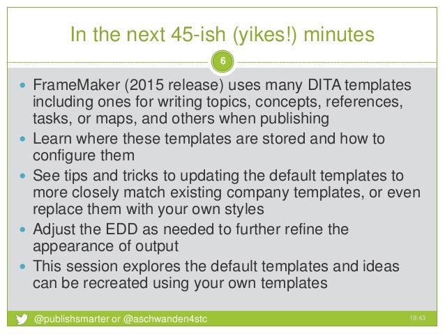 Adobe DITA World: Templates, DITA, and FrameMaker 2015