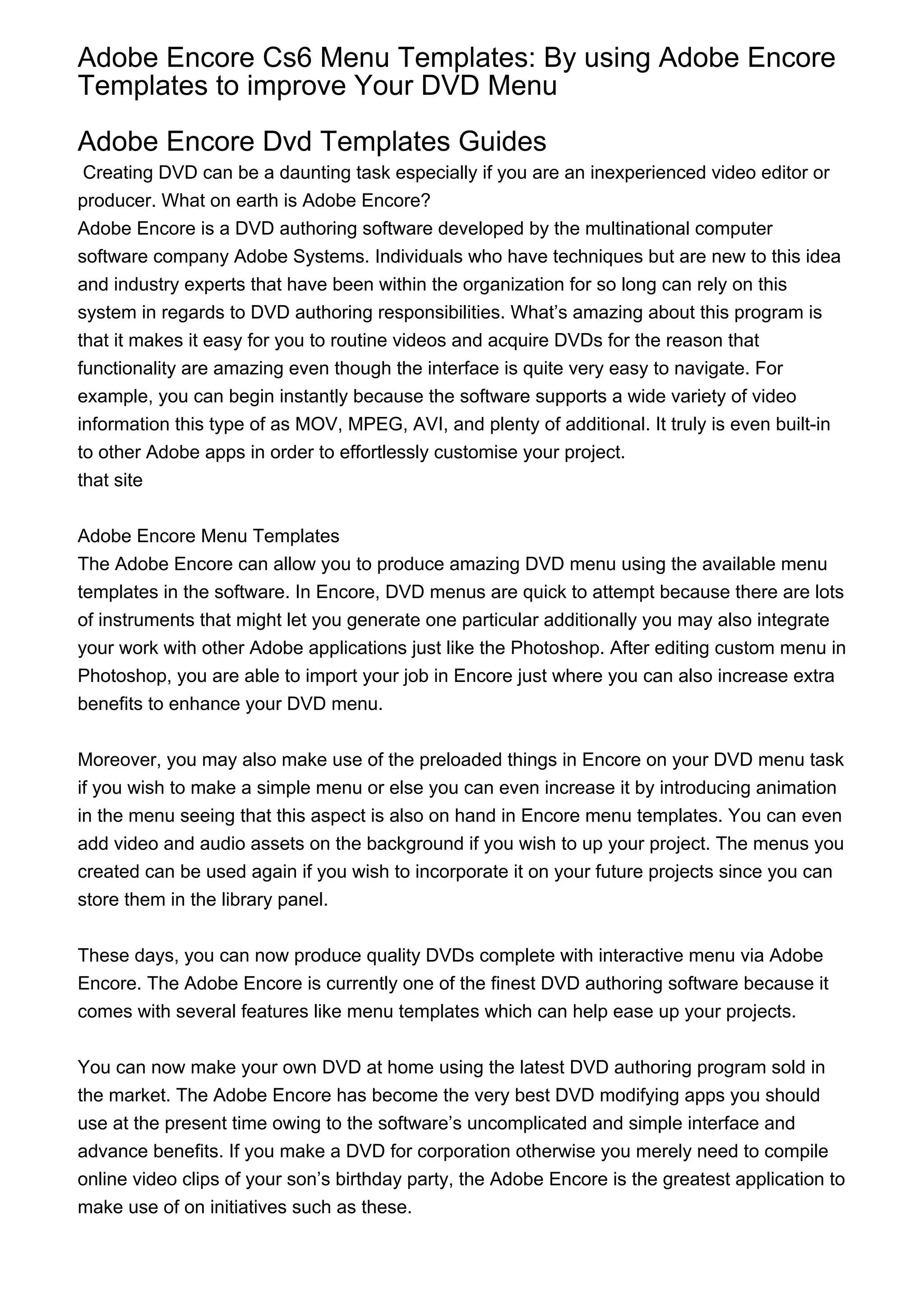 Adobe Encore Cs6 Menu Templates: By using Adobe Encore Templates to ...