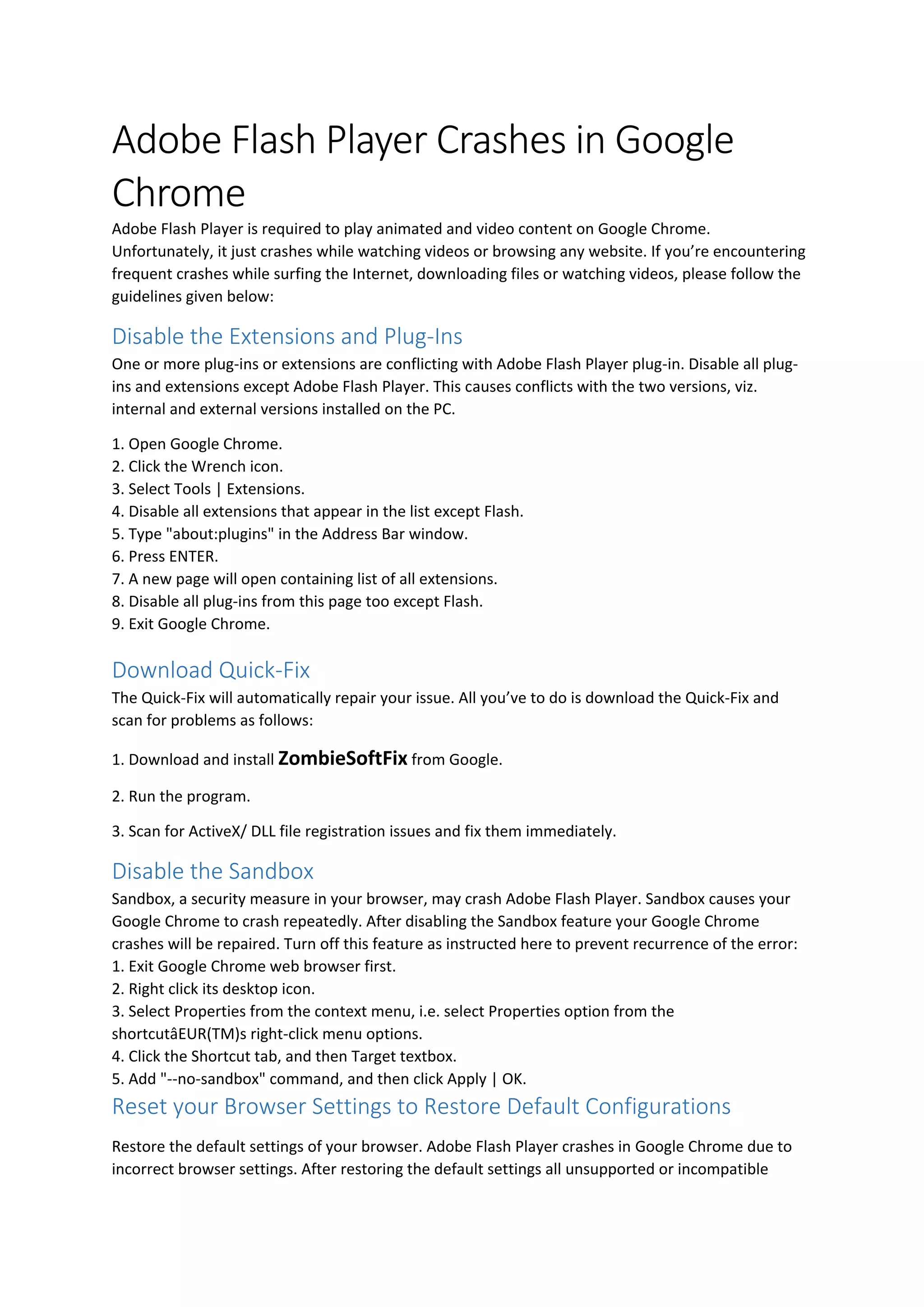 Adobe Flash Player Crashes in Google Chrome | PDF | Browsers | Computer Software and Applications
