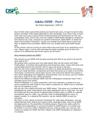 Adobe OSMF Overview | PDF | Web Development | Internet