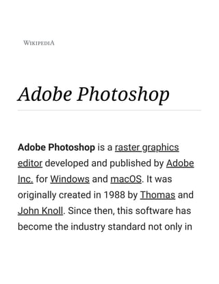 Adobe photoshop wikipedia | PDF