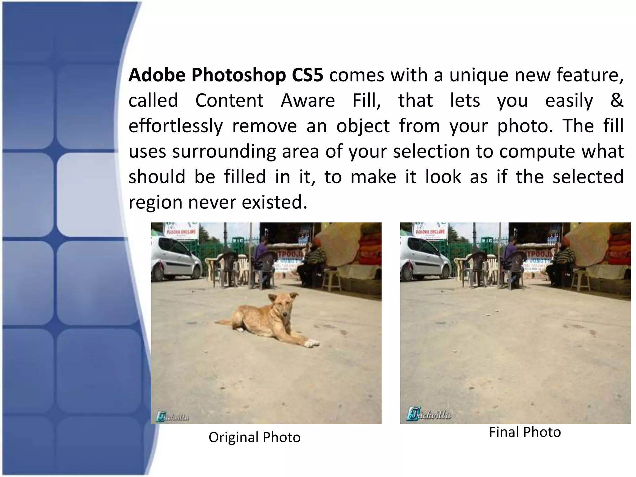 Adobe photoshop content aware fill tutorial | PPT