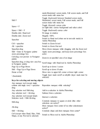 Adobe photoshop cs3 keyboard shortcuts | DOCX