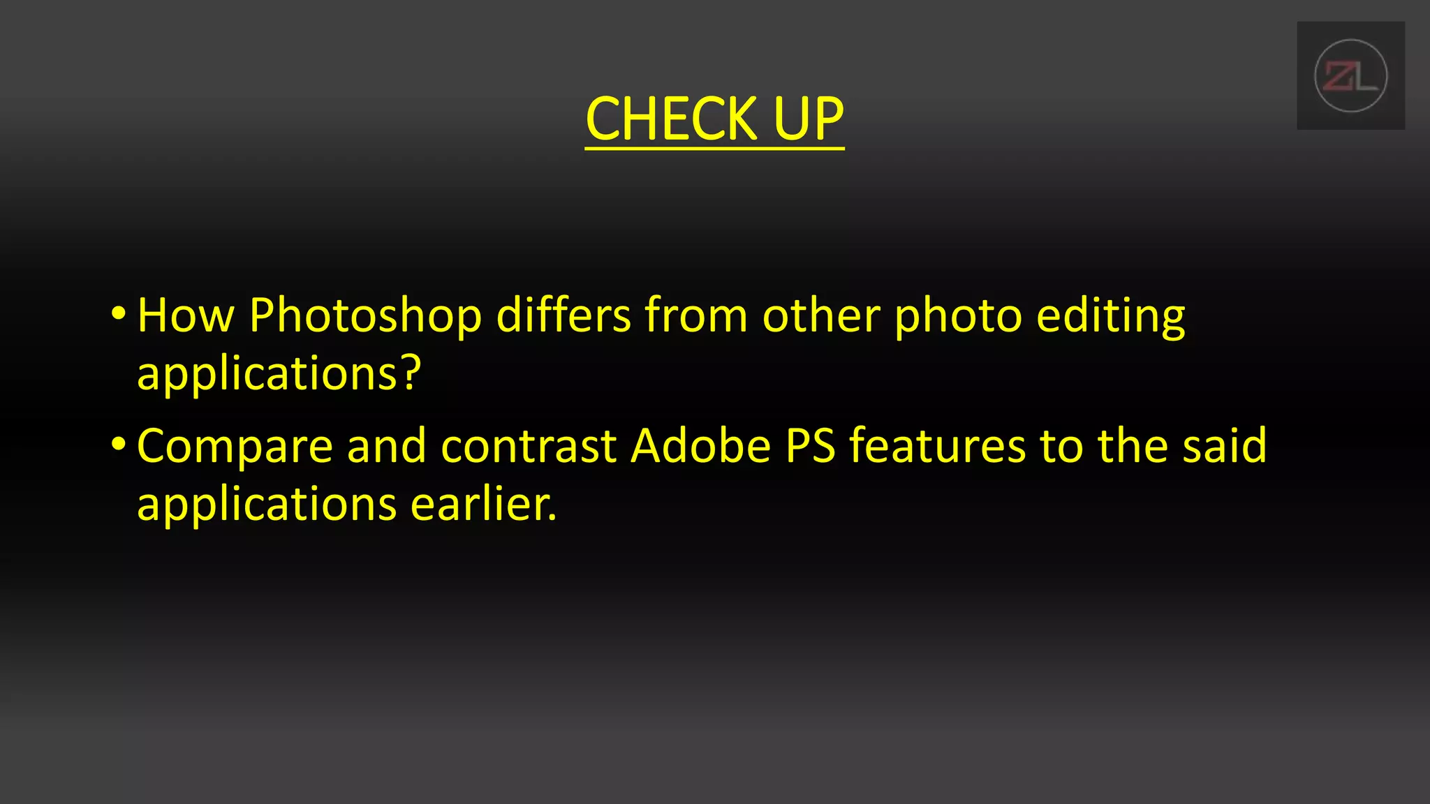 Adobe Photoshop intro to interface | PPTX | Photo Editing Software ...
