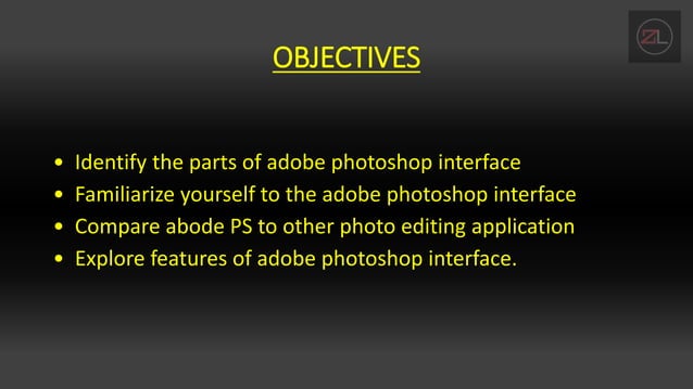Adobe Photoshop intro to interface | PPTX | Photo Editing Software | Computer Software and ...