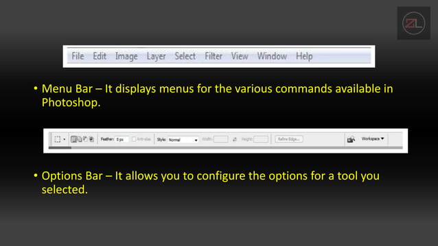 Adobe Photoshop intro to interface | PPTX | Photo Editing Software ...