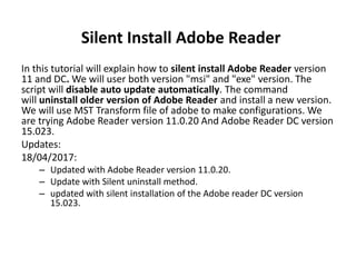 Silent install Adobe Reader DC | PPT