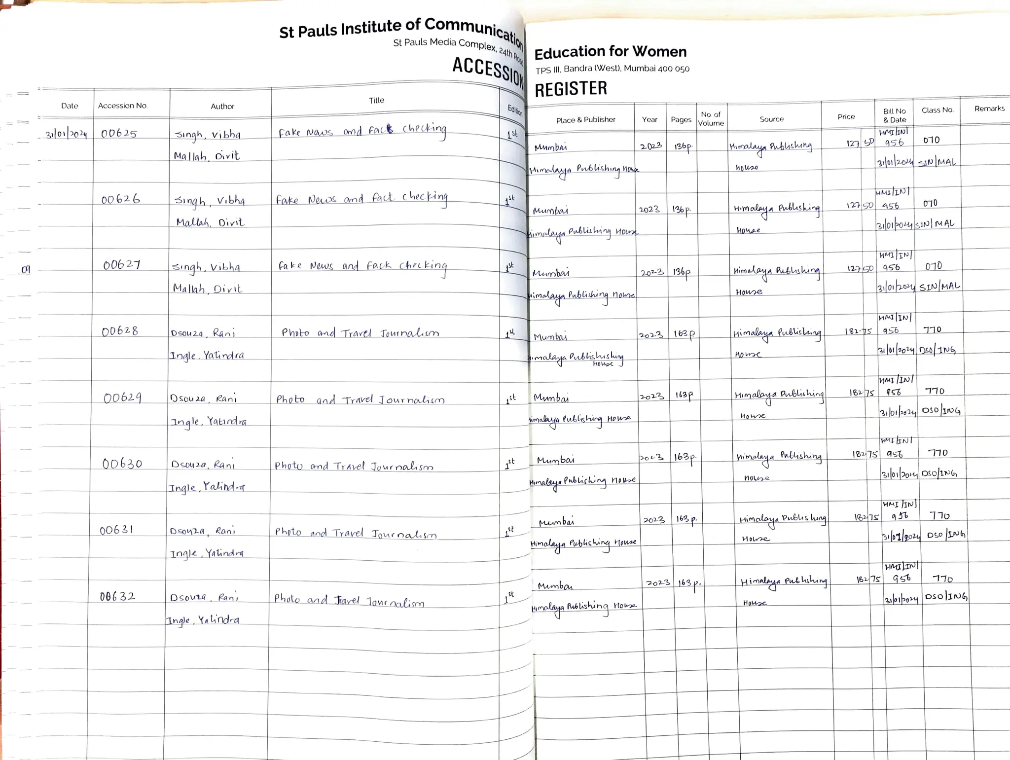 Format of the Accession Register for library | PDF