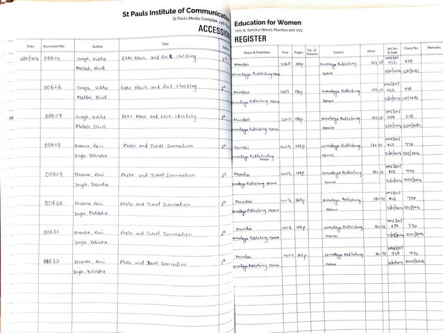 Format of the Accession Register for library | PDF