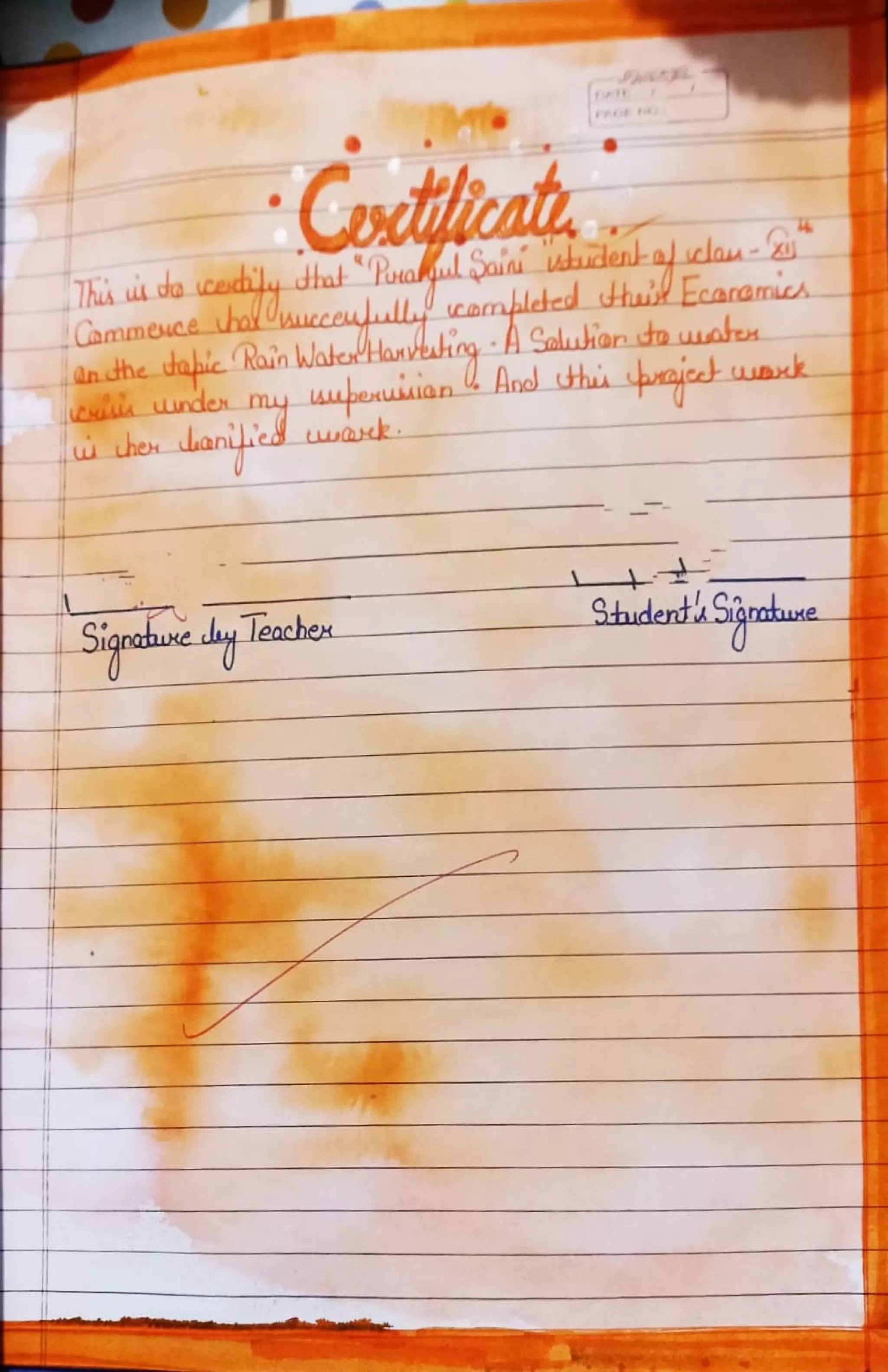 CBSE class 12 economics project work rainwater harvesting | PDF