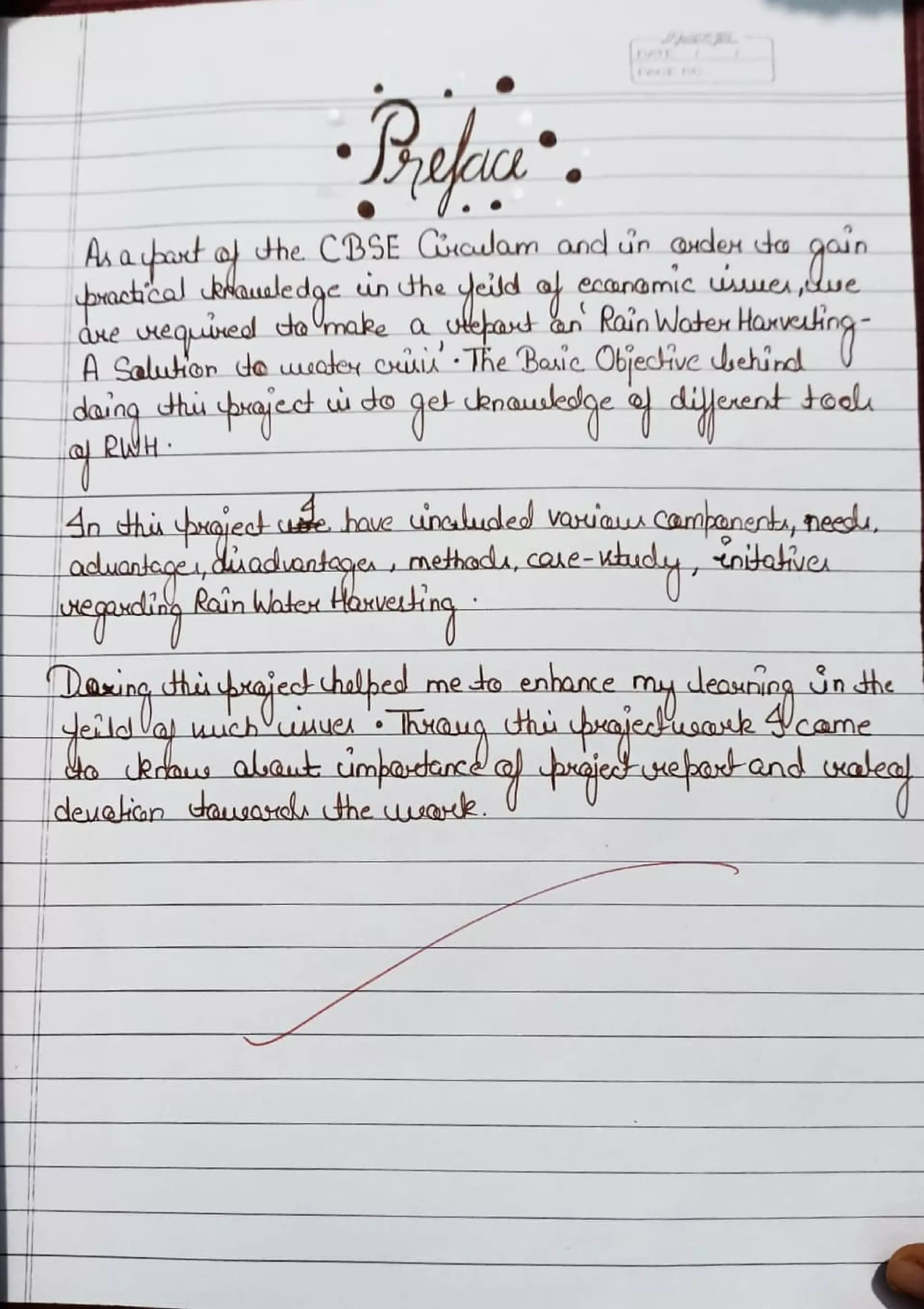 CBSE class 12 economics project work rainwater harvesting | PDF