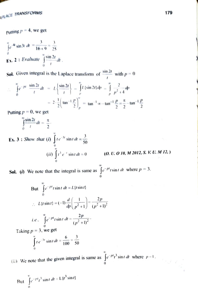 Evaluation of integrals by Laplace transforms | PDF