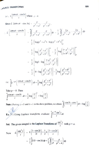 Evaluation of integrals by Laplace transforms | PDF
