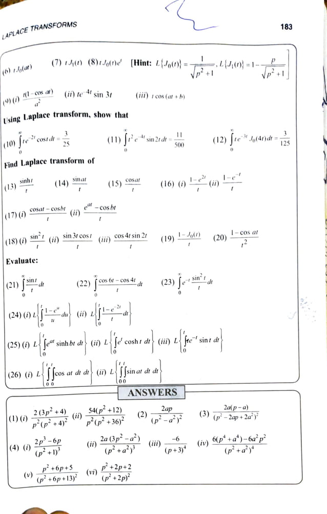 Evaluation of integrals by Laplace transforms | PDF