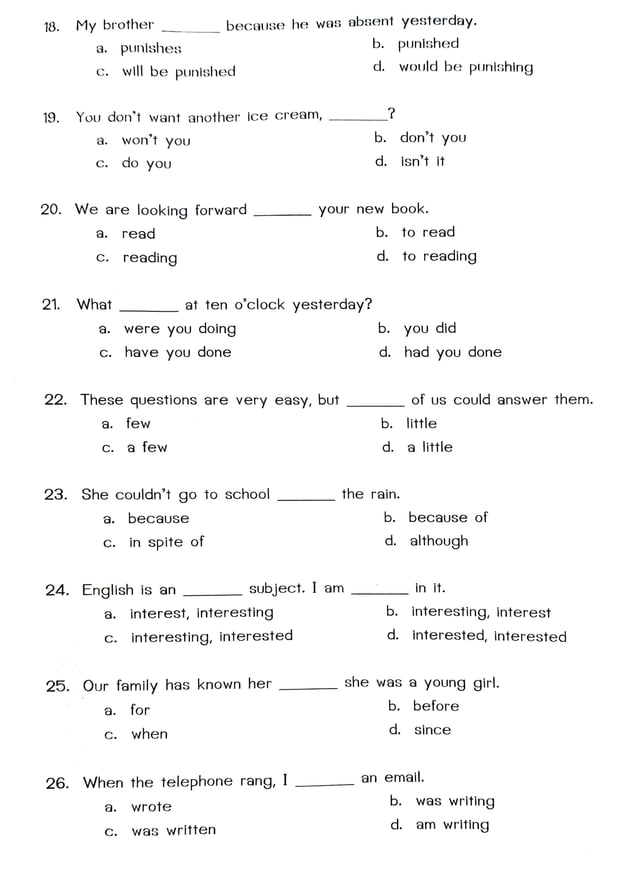 grammar test | PDF | Standardized Testing | Educational Assessment