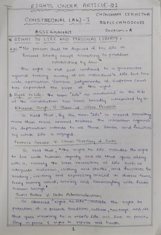 Case laws under Article-21 | PDF