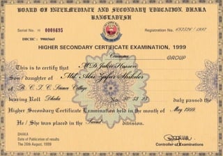 HSC certificate for the first time in my life | PDF