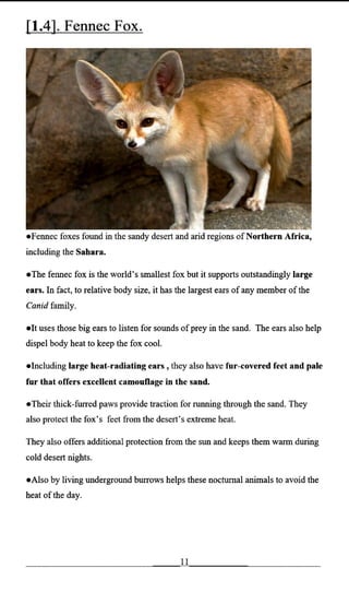 BIOLOGY INVESTIGATORY PROJECT ON ADAPTATION IN ANIMALS AND PLANTS | PDF