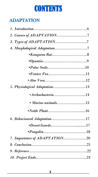 BIOLOGY INVESTIGATORY PROJECT ON ADAPTATION IN ANIMALS AND PLANTS | PDF