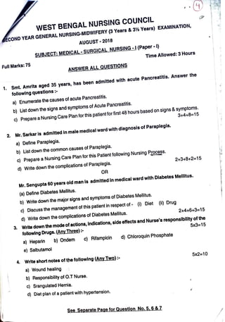 Medical surgical nursing 1 brot question | PDF