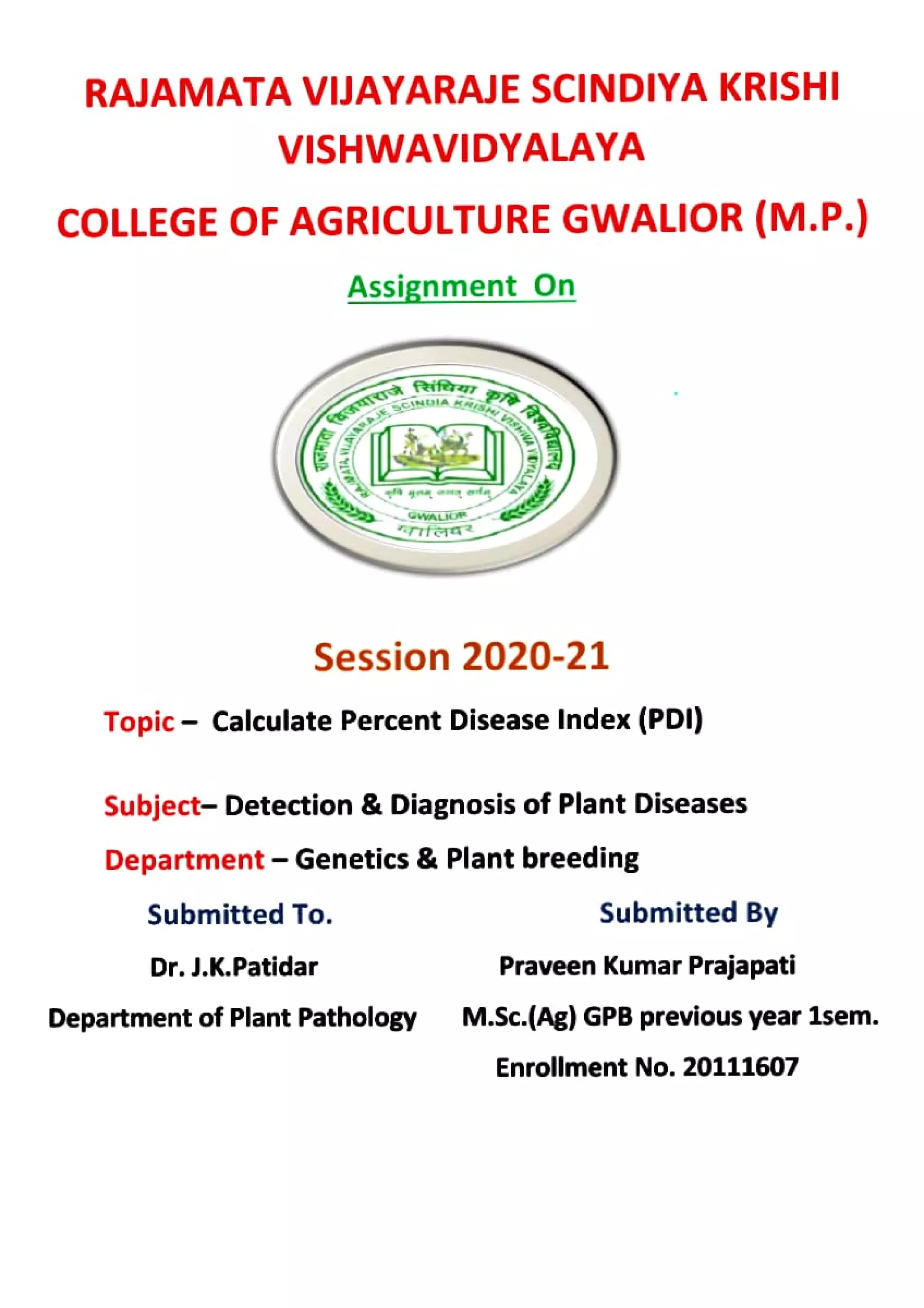 Calculate percentage disease index | PDF