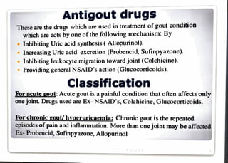 Gout and antigout drugs | PDF