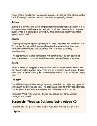 Free Adobe XD Templates from uibarn.com