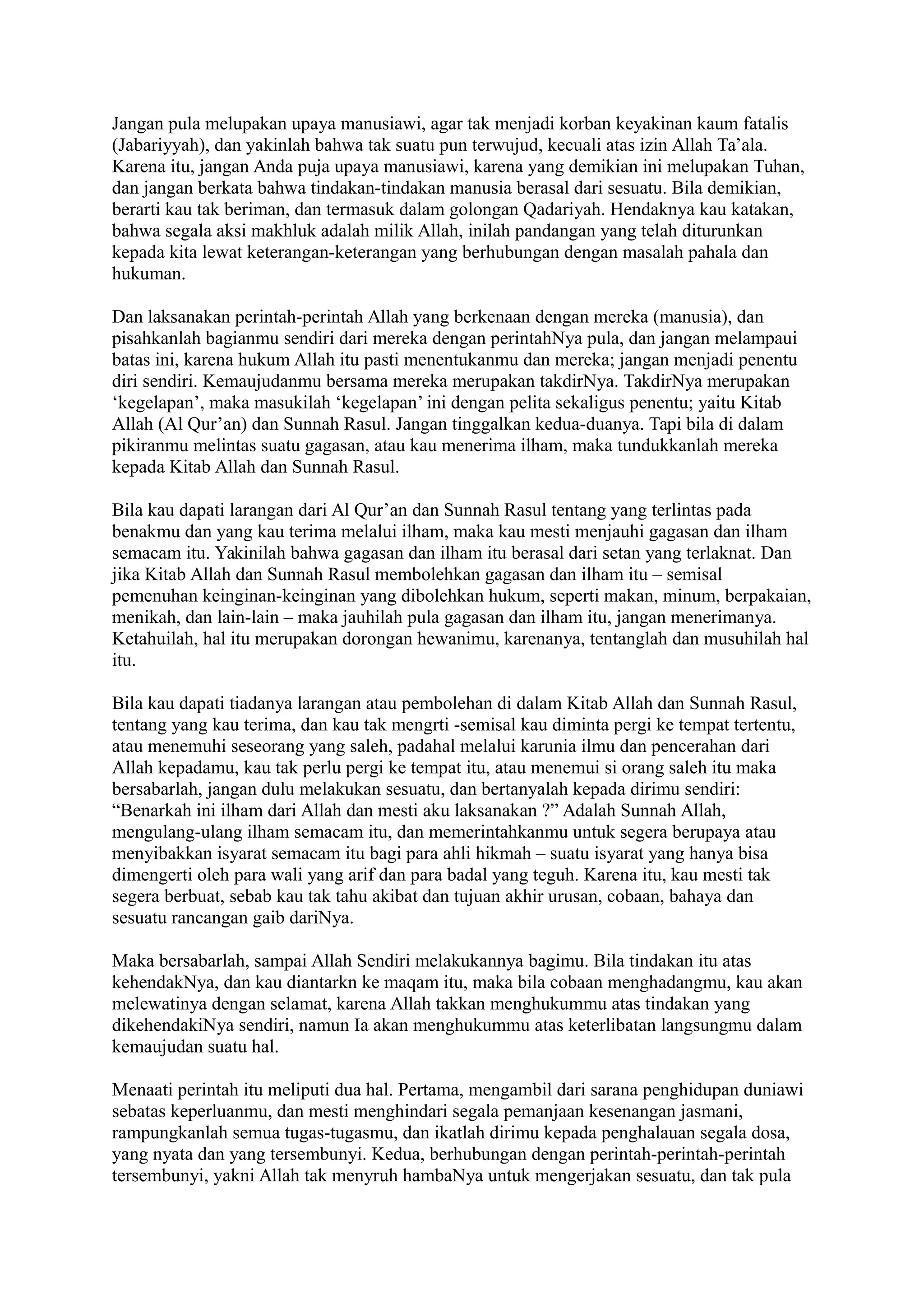 terjemah kitab futuh al ghaib karya syekh abdul qadir aljailani | PDF