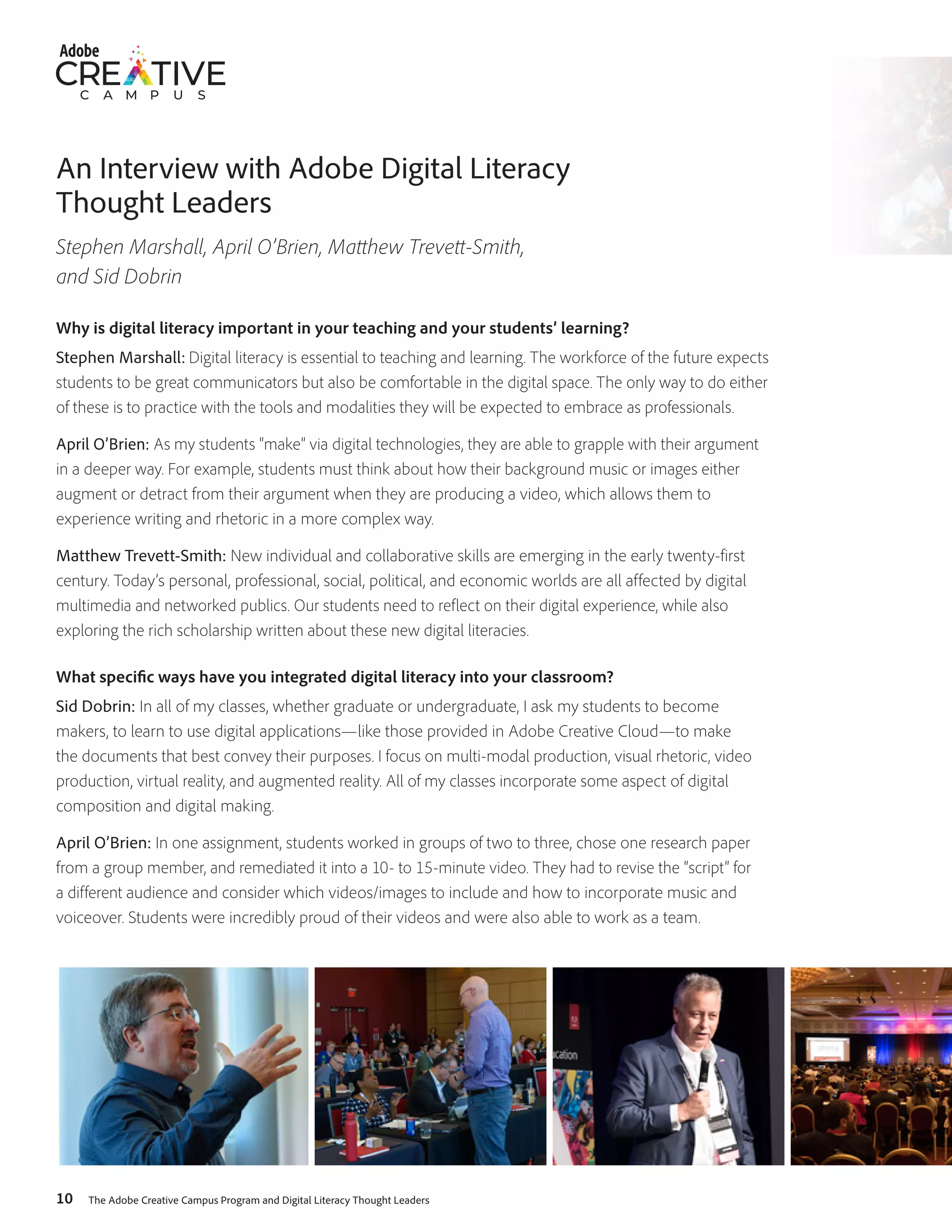 Adobe Digital Literacy Thoughtleaders / Creative Campus | PDF