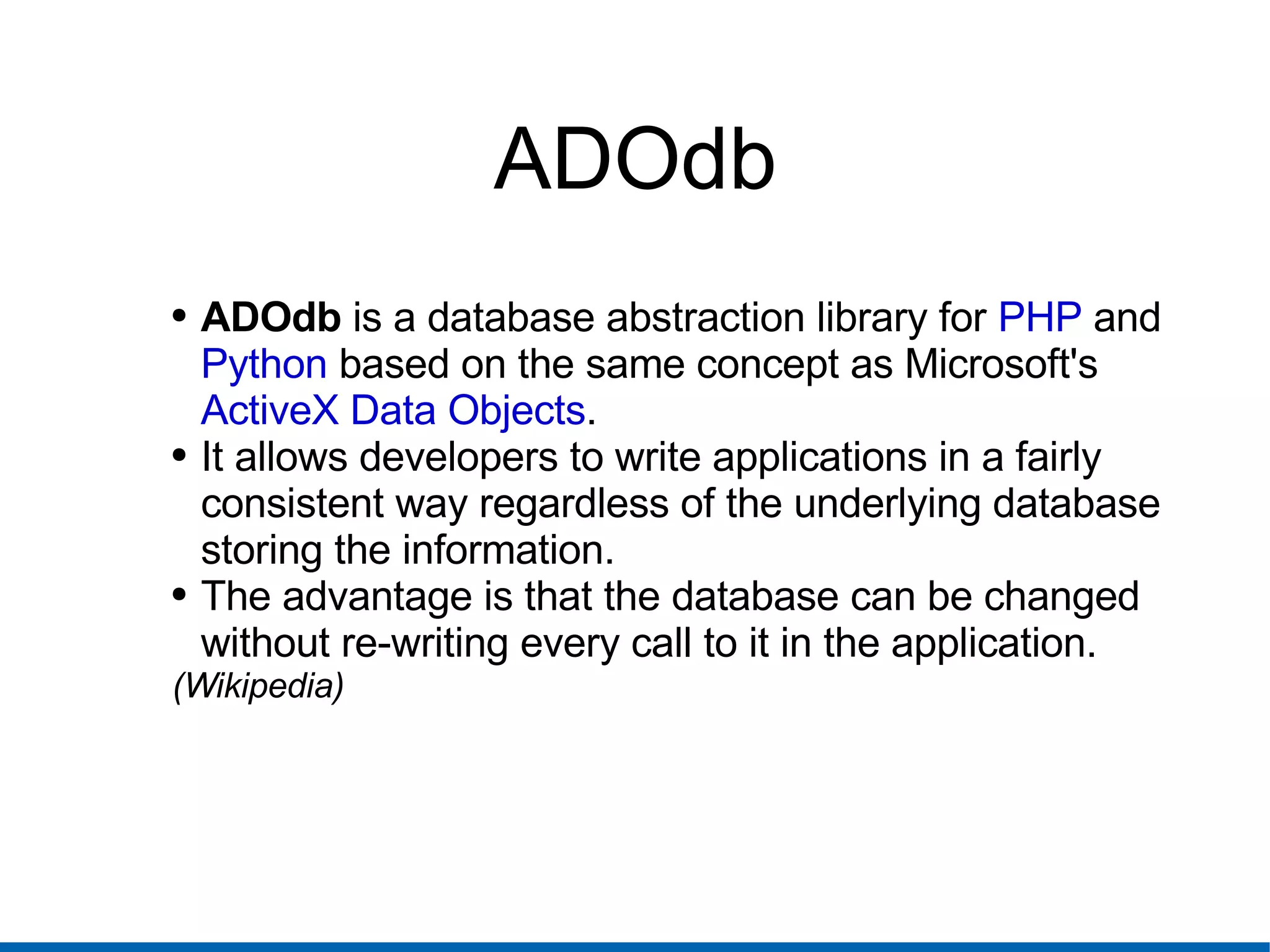 Adodb Pdo Presentation | ODP