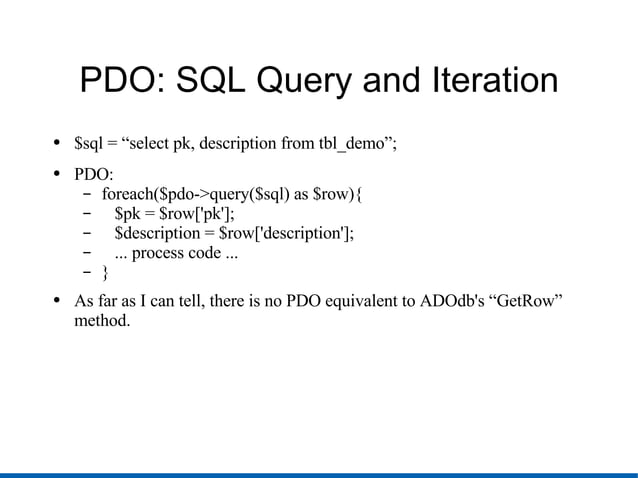 Adodb Pdo Presentation | PPT